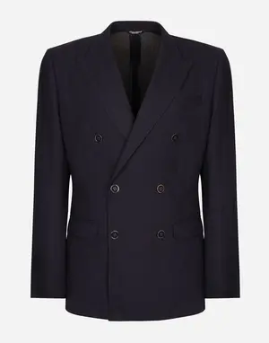Dolce & Gabbana Double-breasted Virgin Wool Taormina-fit Jacket Suits And Blazers - Blue