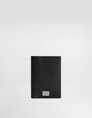 Dolce & Gabbana Calfskin Passport Holder With Logo Tag Wallets And Small Leather Goods Leather - Black