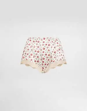 Dolce & Gabbana Small Rose-print Lace And Satin Briefs Underwear - Multicolor