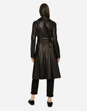 Dolce & Gabbana Single-breasted Leather Trench Coat - Black