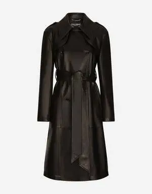 Dolce & Gabbana Single-breasted Leather Trench Coat - Black