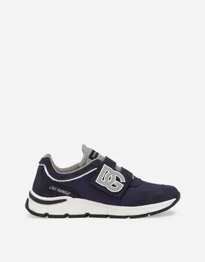 Dolce & Gabbana Dg Running Low-top Sneakers In Mesh And Split Leather - Blue