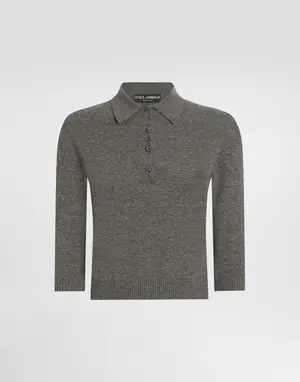 Dolce & Gabbana Cashmere Polo Sweater Sweaters And Cardigans Gray - Grey