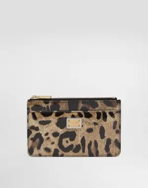 Dolce & Gabbana Medium Leopard-print Polished Calfskin Card Holder With Zipper Wallets And Small Leather Goods Leather - Animal Print