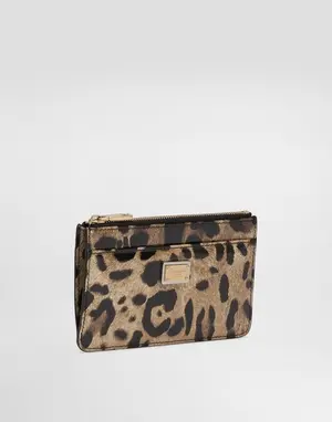 Dolce & Gabbana Medium Leopard-print Polished Calfskin Card Holder With Zipper Wallets And Small Leather Goods Leather - Animal Print