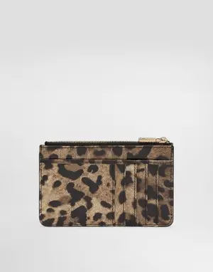 Dolce & Gabbana Medium Leopard-print Polished Calfskin Card Holder With Zipper Wallets And Small Leather Goods Leather - Animal Print