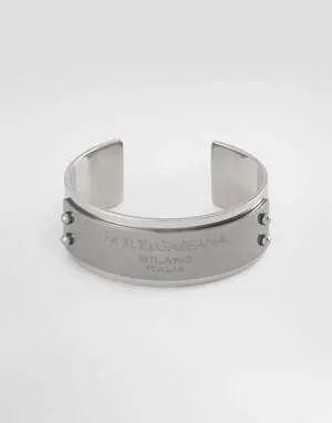 Dolce & Gabbana Engraved Logo Cuff Bracelet - Silver