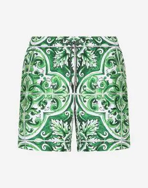 Dolce & Gabbana Mid-length Majolica- Swim Trunks Beachwear - Print