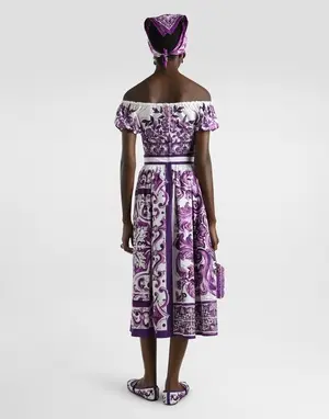 Dolce & Gabbana Majolica-print Pleated Poplin Skirt