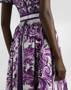 Dolce & Gabbana Majolica-print Pleated Poplin Skirt