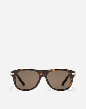 Dolce & Gabbana Metal Plaque Acetate Sunglasses - Brown