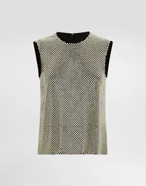 Dolce & Gabbana Sleeveless Blouse In Crystal Mesh Shirts And Tops - Gold
