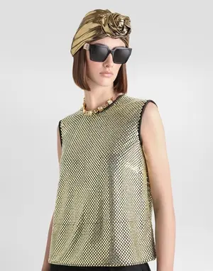 Dolce & Gabbana Sleeveless Crystal Mesh Blouse