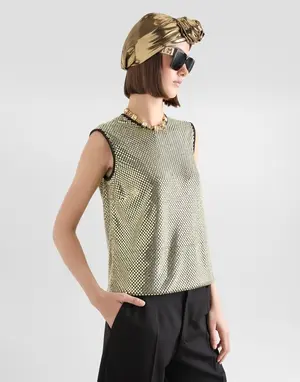 Dolce & Gabbana Sleeveless Crystal Mesh Blouse
