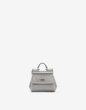 Dolce & Gabbana Mini Satin Sicily Bag With Fusible Rhinestones Clutches And Mini Bags Viscose - Silver