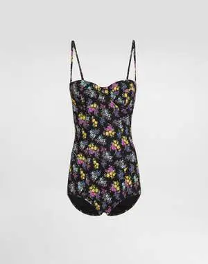 Dolce & Gabbana Small Floral-print Balconette One-piece Swimsuit Swimwear - Multicolor