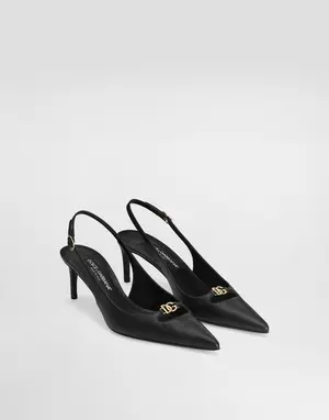 Dolce & Gabbana Lollo Silk Nappa Leather Slingback Pumps And Slingback