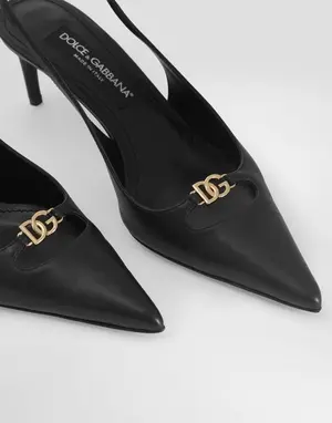 Dolce & Gabbana Lollo Silk Nappa Leather Slingback Pumps And Slingback