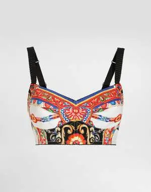 Dolce & Gabbana Carretto-print Poplin Top Shirts And Tops Multi-colored - Multicolor