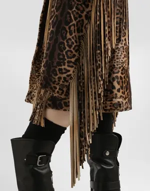 Dolce & Gabbana Leopard-print Fringed Jacket Coats And Jackets Multi-colored