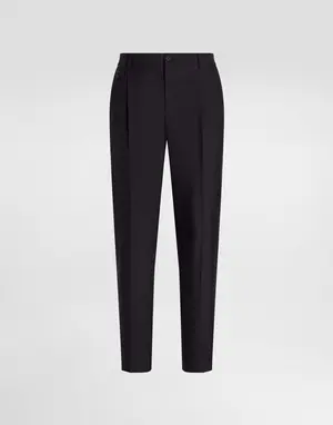 Dolce & Gabbana Silk And Gabardine Trousers - Blue