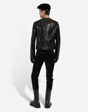 Dolce & Gabbana Collarless Leather Jacket Coats And Jackets