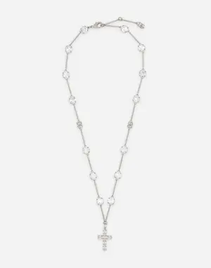 Dolce & Gabbana Rosary-style Necklace With Rhinestone-detailed Crosses Bijoux - Crystal