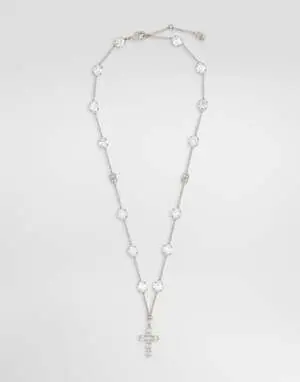 Dolce & Gabbana Rosary-style Necklace With Rhinestone Crosses - Crystal