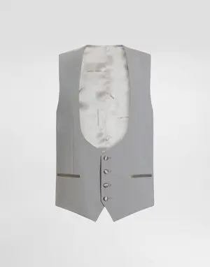 Dolce & Gabbana Micro-rib Tuxedo Vest - Grey