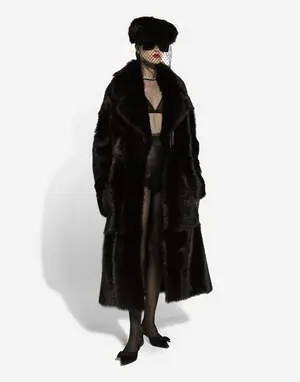 Dolce & Gabbana Shearling Flat Cap With Veil Hats And Gloves