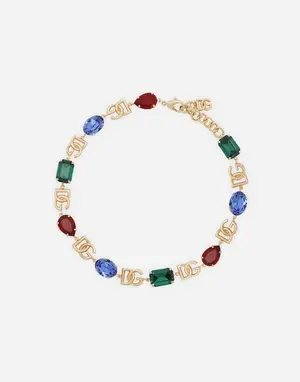 Dolce & Gabbana Necklace With Dg Logo And Multi-colored Crystals Bijoux Multi-colored Metal - Multicolor