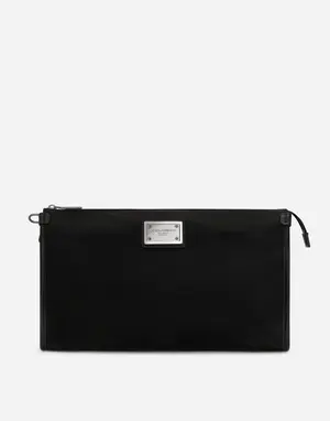 Dolce & Gabbana Nylon Pouch With Logo Wallets And Small Leather Goods - Black