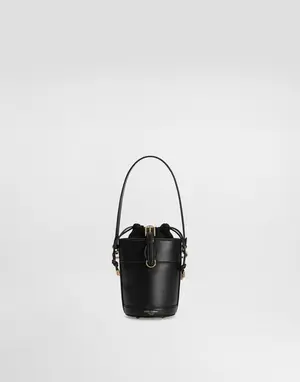 Dolce & Gabbana Capri Bucket Bag In Canvas And Leather - Black