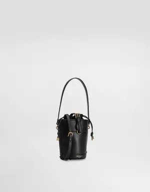 Dolce & Gabbana Capri Bucket Bag In Canvas And Leather - Black