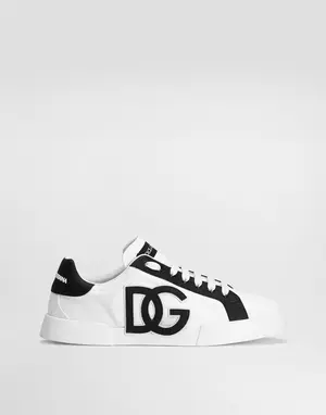 Dolce & Gabbana Portofino Light Strobel Sneakers In Canvas And Calfskin Sneakers Black - Multicolor