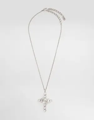 Dolce & Gabbana Cross Necklace With Rhinestones Bijoux Metal - Silver