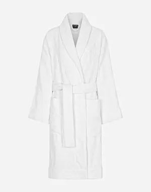 Dolce & Gabbana Bath Robe In Terry Cotton Jacquard Monochrome Bathrobes - Multicolor