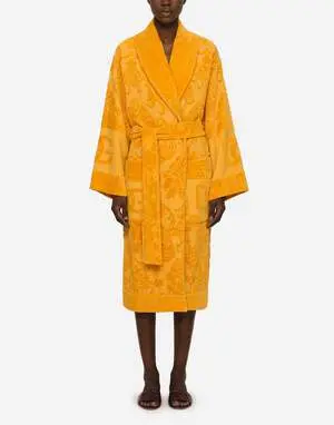 Dolce & Gabbana Bath Robe In Terry Cotton Jacquard Monochrome Bathrobes