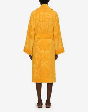 Dolce & Gabbana Bath Robe In Terry Cotton Jacquard Monochrome Bathrobes