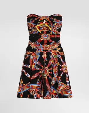 Dolce & Gabbana Carretto-print Charmeuse Mini Dress Dresses - Multicolor