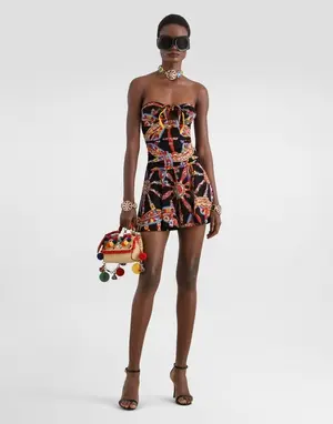 Dolce & Gabbana Carretto-print Charmeuse Mini Dress