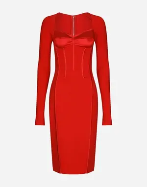 Dolce & Gabbana Viscose Calf-length Dress With Corset Details Dresses - Red