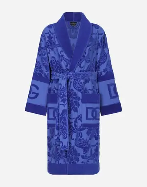 Dolce & Gabbana Bath Robe In Terry Cotton Jacquard Monochrome Bathrobes - Multicolor