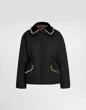 Dolce & Gabbana Nylon Jacket With Embossed Logo Coats And Jackets - Black