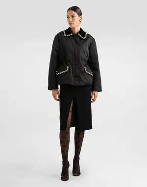 Dolce & Gabbana Nylon Jacket With Embossed Logo Coats And Jackets