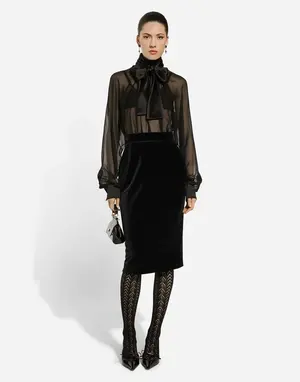 Dolce & Gabbana Velvet Midi Pencil Skirt