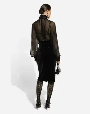 Dolce & Gabbana Velvet Midi Pencil Skirt