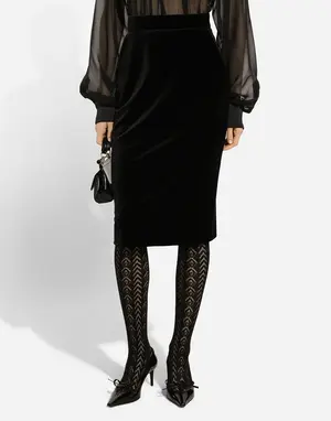 Dolce & Gabbana Velvet Midi Pencil Skirt