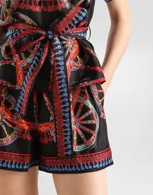 Dolce & Gabbana Carretto-print Silk Bermuda Shorts