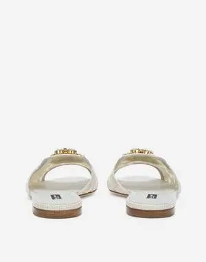 Dolce & Gabbana Lace Embellished Slides - Grey